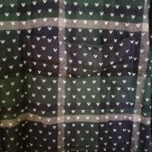 Tops | Mickey Mouse Patterned Blue Green Plaid Flannel | Poshmark